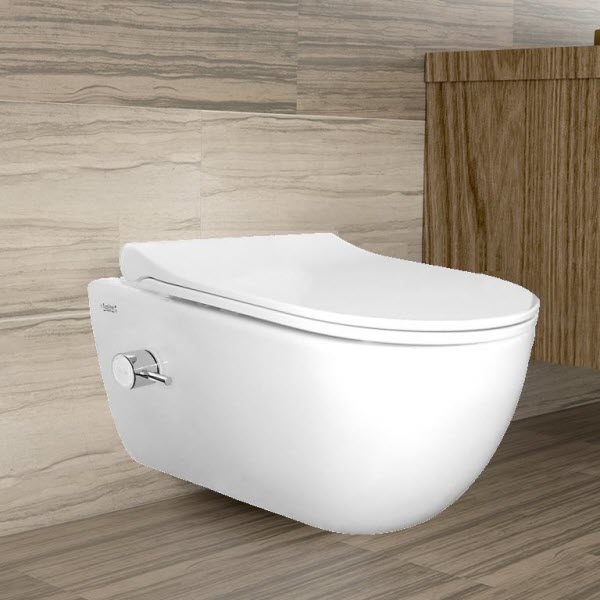 Wand-Dusch-WC VIT 54 mit Sicherheitsset weiss mit integrierter Armatur ...